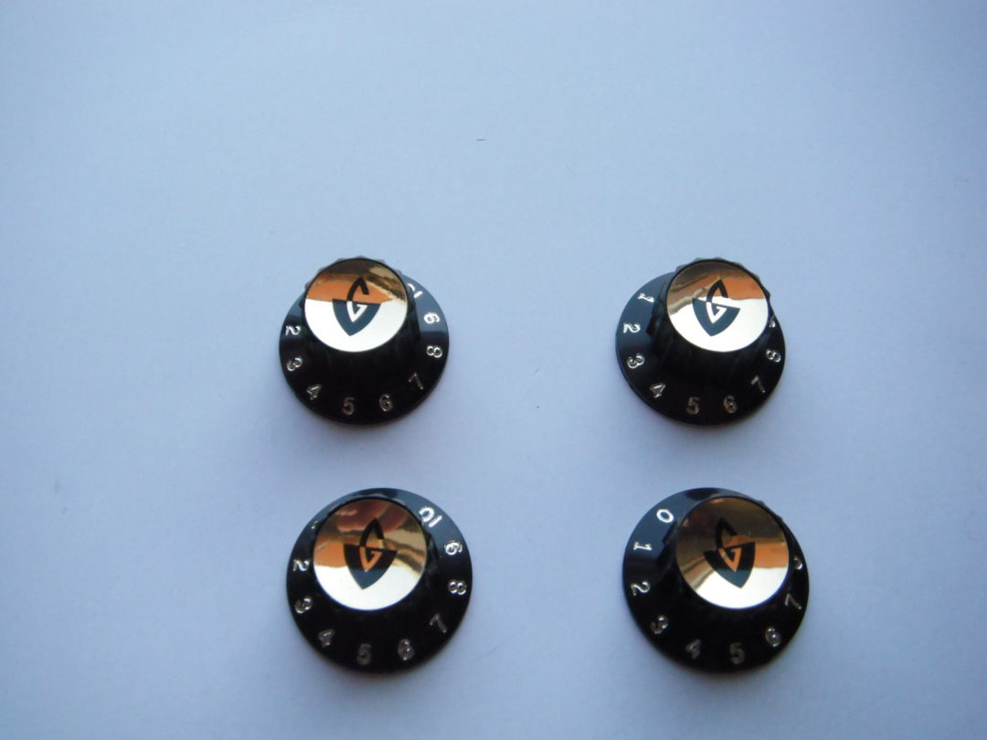 Guild Guitar Knobs 2-tone & 2-vol Black/Gold Insert - Guitar and Amp Parts
